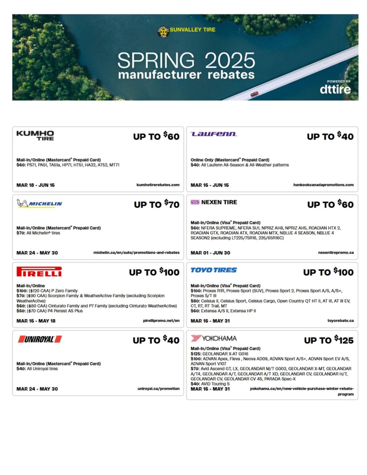 SPRING TIRE REBATES 2025 – Sunvalley Tire